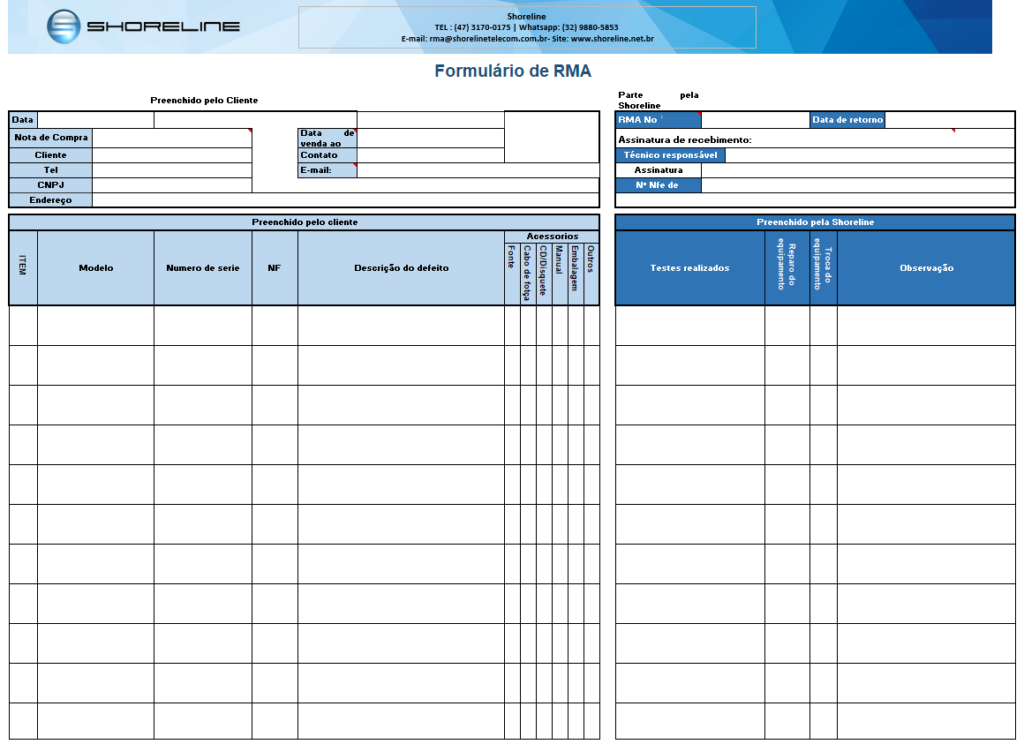 RMA – Shoreline Telecom